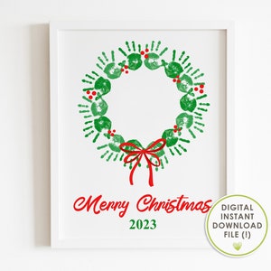My First Christmas, Handprint Art, Wreath Handprint Art, Christmas ...