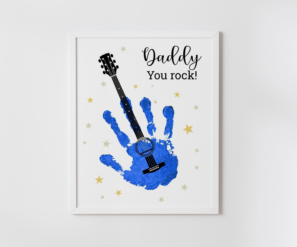 Guitar Handprint Art: Father's Day DIY Gift (printable) - Etsy