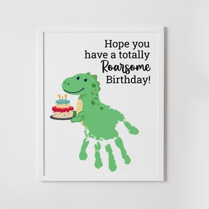 Dinosaur Handprint Birthday Card: DIY Dino Keepsake (printable INSTANT ...