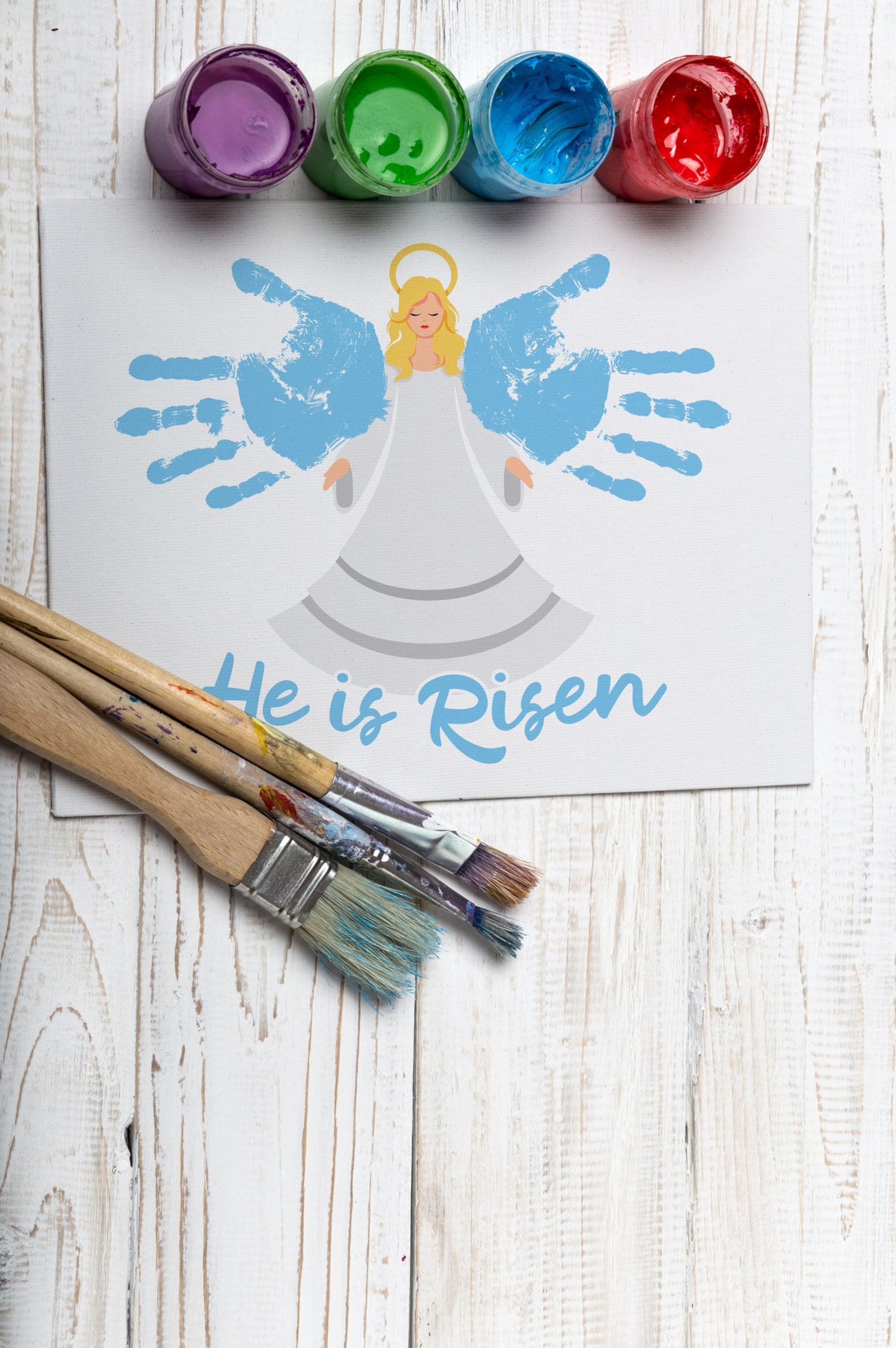 Angel Handprint Art Kid Easter Christian He is Risen - Etsy