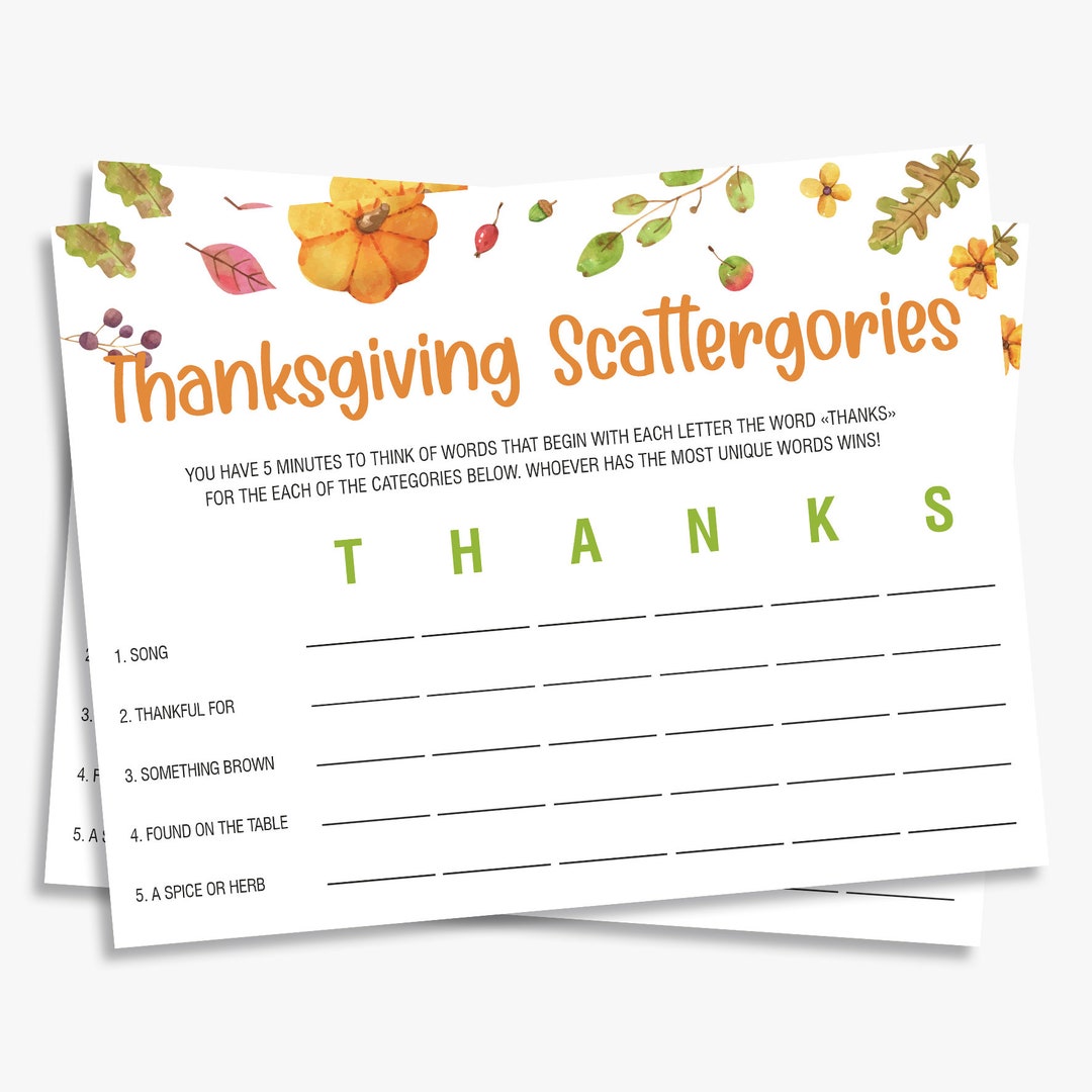 Thanksgiving Scattergories Game for Adults for Kids - Etsy