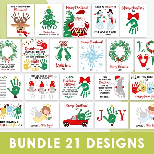 Christmas Handprint Mega Holiday Art Christmas Footprint - Etsy