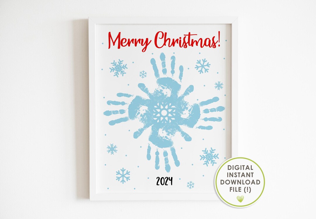 Snowflake Handprint Art, Christmas Kids Craft, Keepsake, 2024 ...