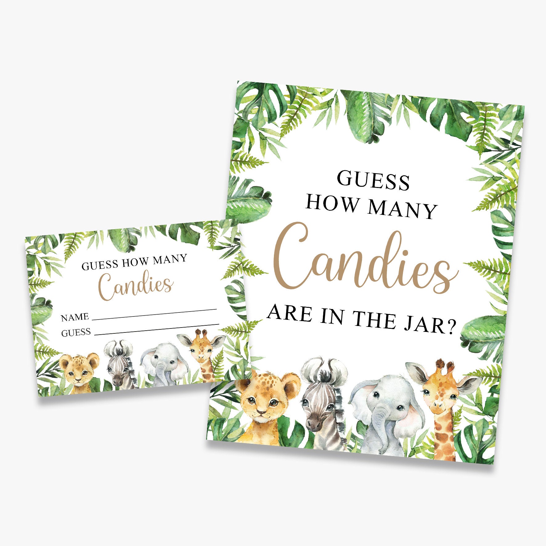 Guess How Many Candies Are in the Jar Safari Baby Shower | Etsy