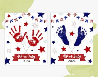 4th of July Footprint Art Printable Craft, DIY Craft for Baby Kids ...