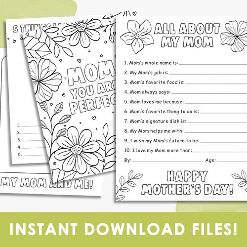 All About Mom Printable Mother's Day Questionnaire - Etsy