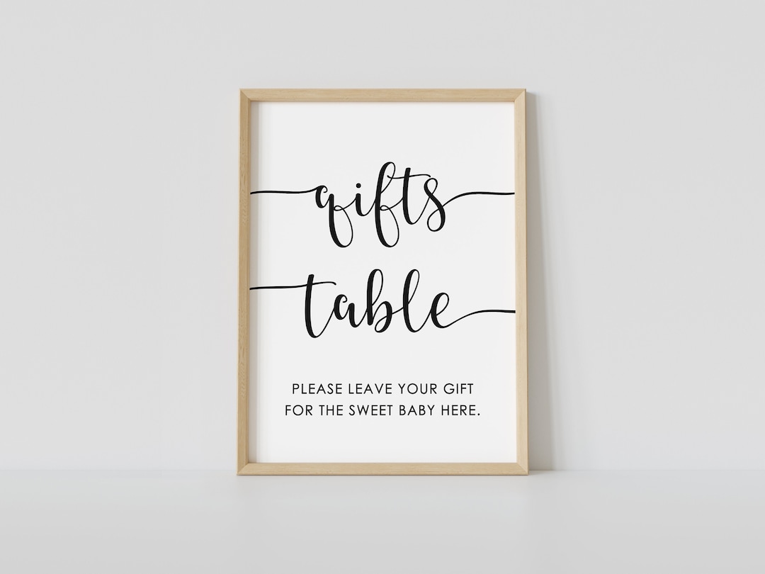 Gifts Table Sign for Baby Shower, Minimalist, Gender Neutral, Black ...