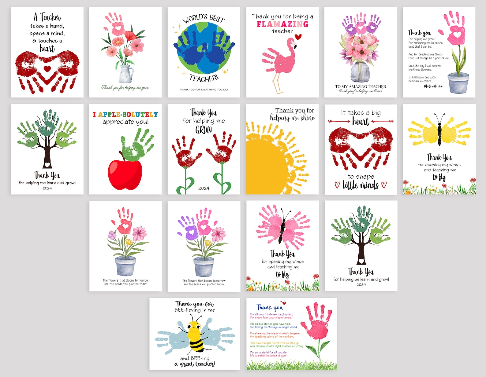 Teacher Appreciation Handprint Art Bundle (digital Download) - Etsy