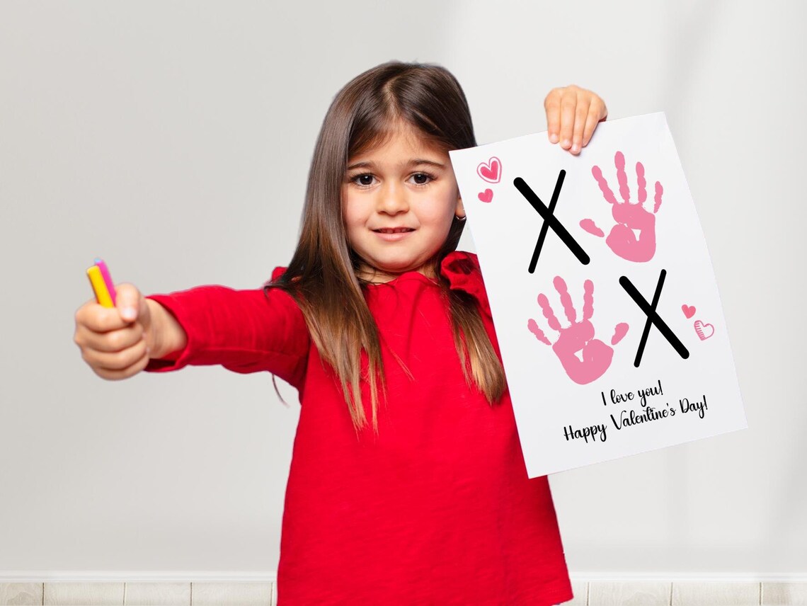 XOXO Handprint Art Craft, Valentine's Day Gift From From Kids, DIY ...
