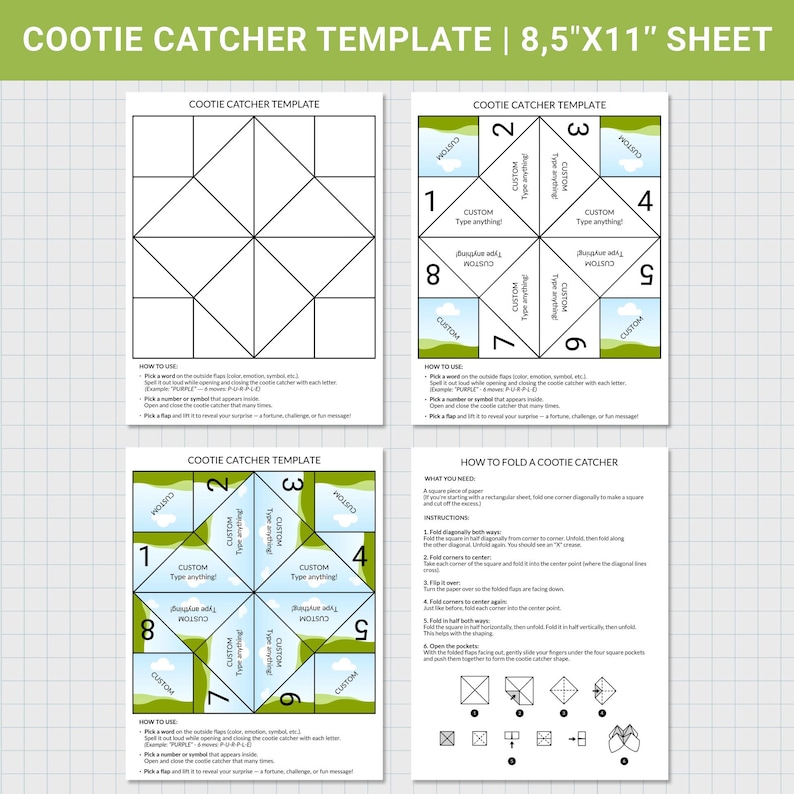 Cootie Catcher Template: Editable Fortune Teller, DIY Paper Craft ...