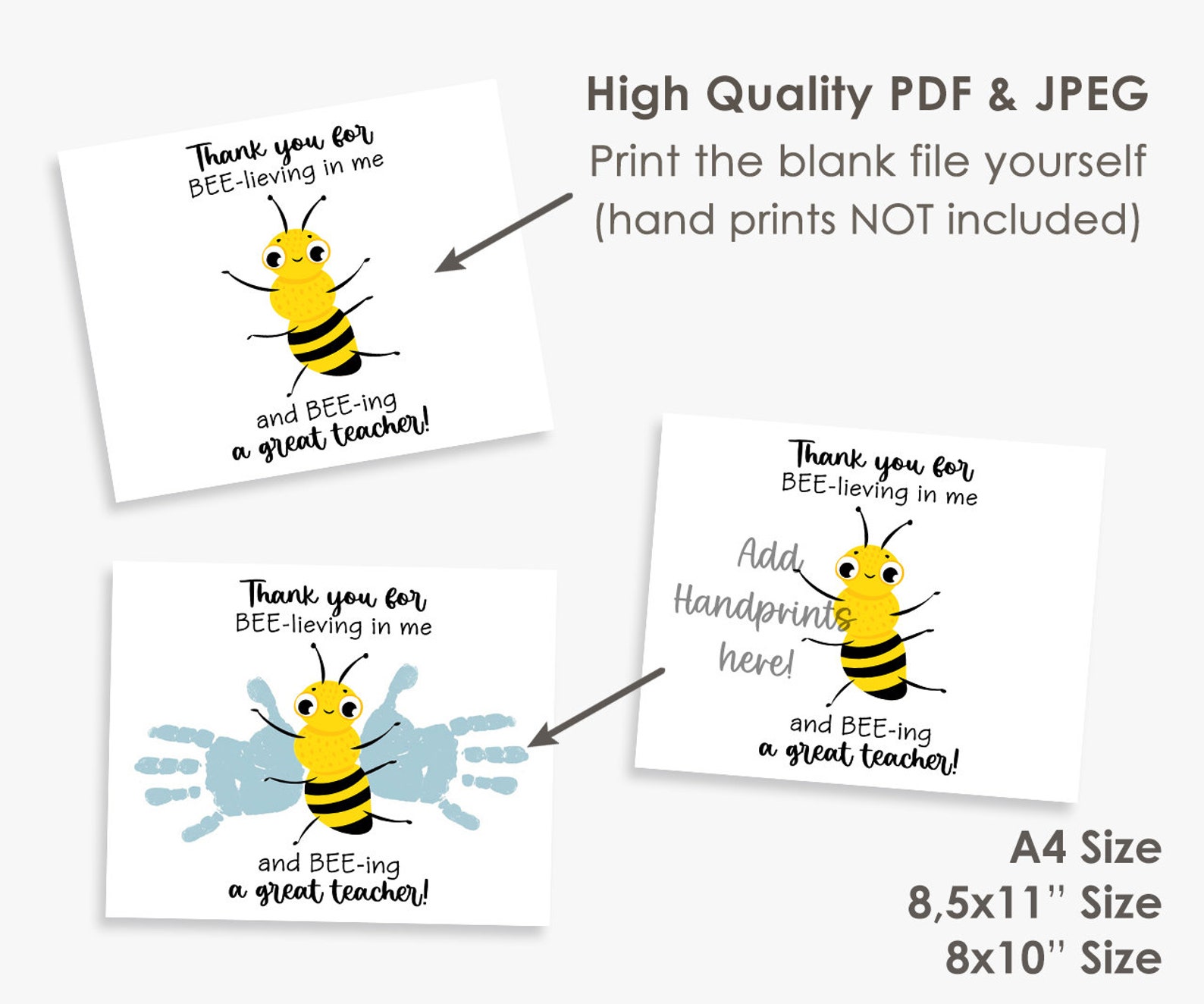 Teacher Appreciation Handprint Art Bundle (digital Download) - Etsy