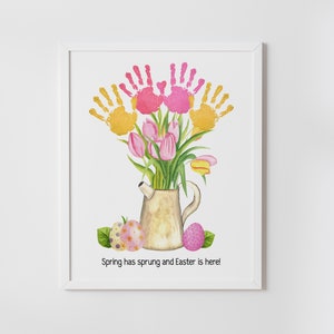 Easter Flower Bouquet Handprint Art Craft for Kids, Preschool Activitiy ...