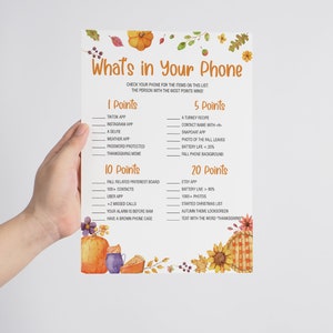 Whats in Your Phone, Thanksgiving Game, for Adults, Friendsgiving Party ...