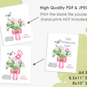 Flower Bouquet Handprint Art Craft for Mother's Day, DIY, Gift From ...