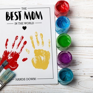 Handprint Art for Mothers Day Best Mom in the World INSTANT | Etsy