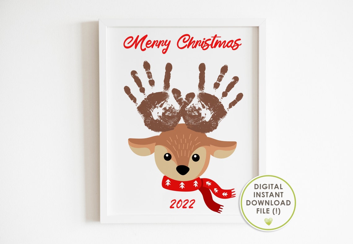 Handprint Christmas Craft Reindeer Handprint Art Christmas - Etsy