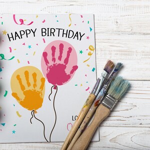 Balloons Handprint Art Craft, DIY, Birthday Card, From Baby, Memory ...