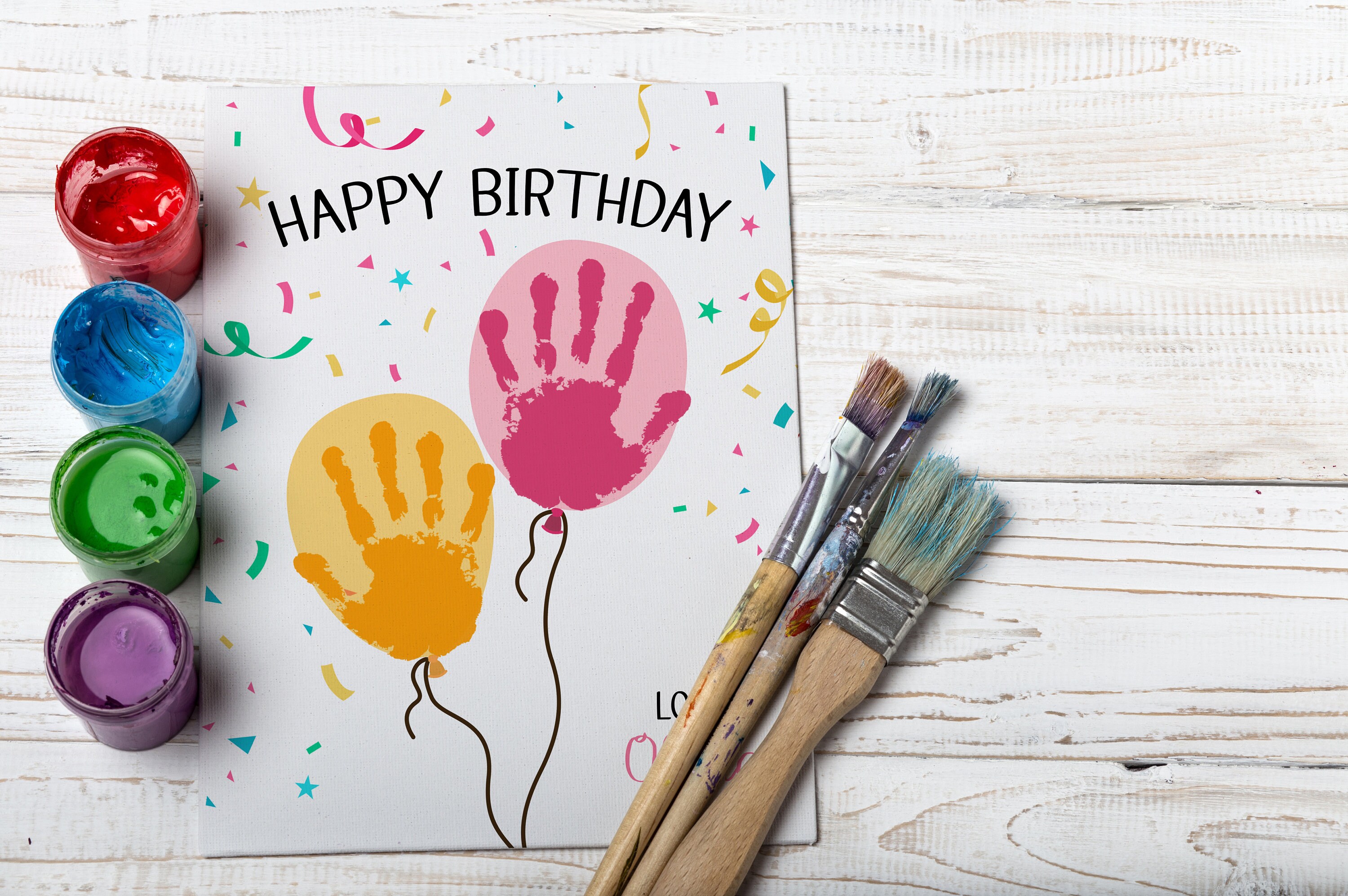 Balloons Handprint Birthday Art: DIY Personalized Keepsake (digital ...