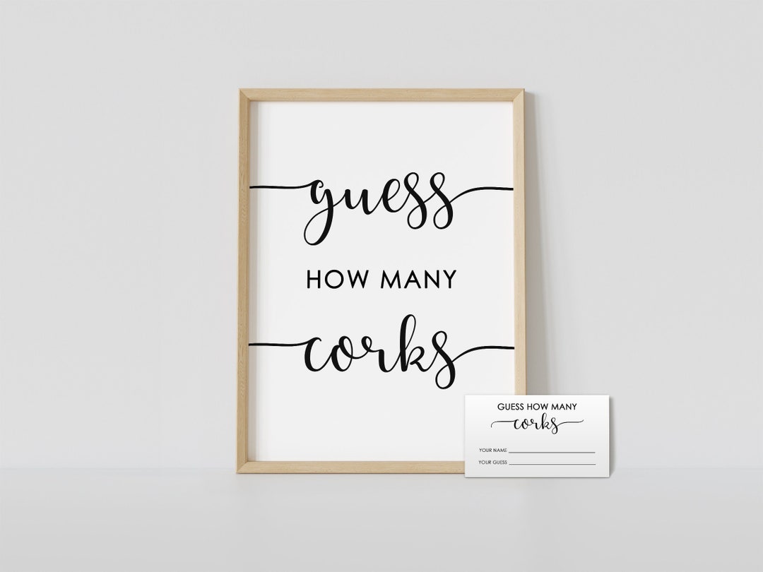 Guess How Many Corks, Minimalist Bridal Shower Game, How Many Wine ...