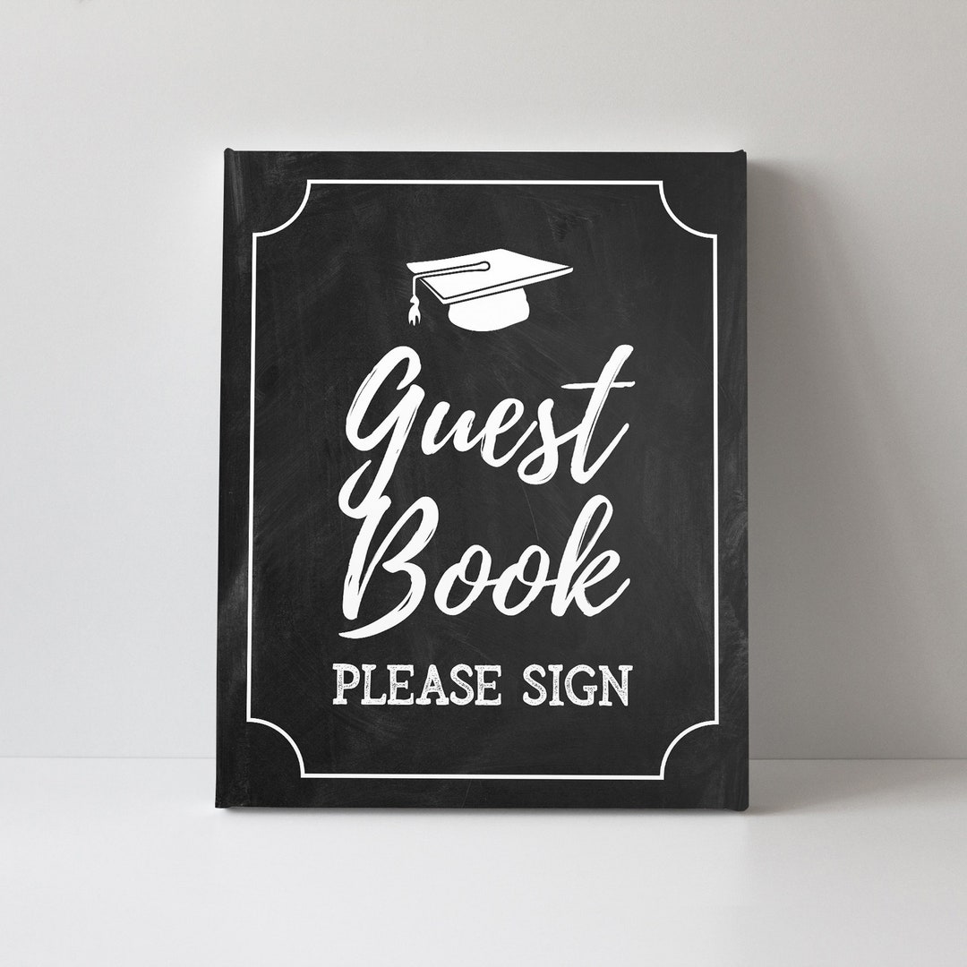 Graduation Photo Guest Book Sign, Chalkboard Graduation Party ...