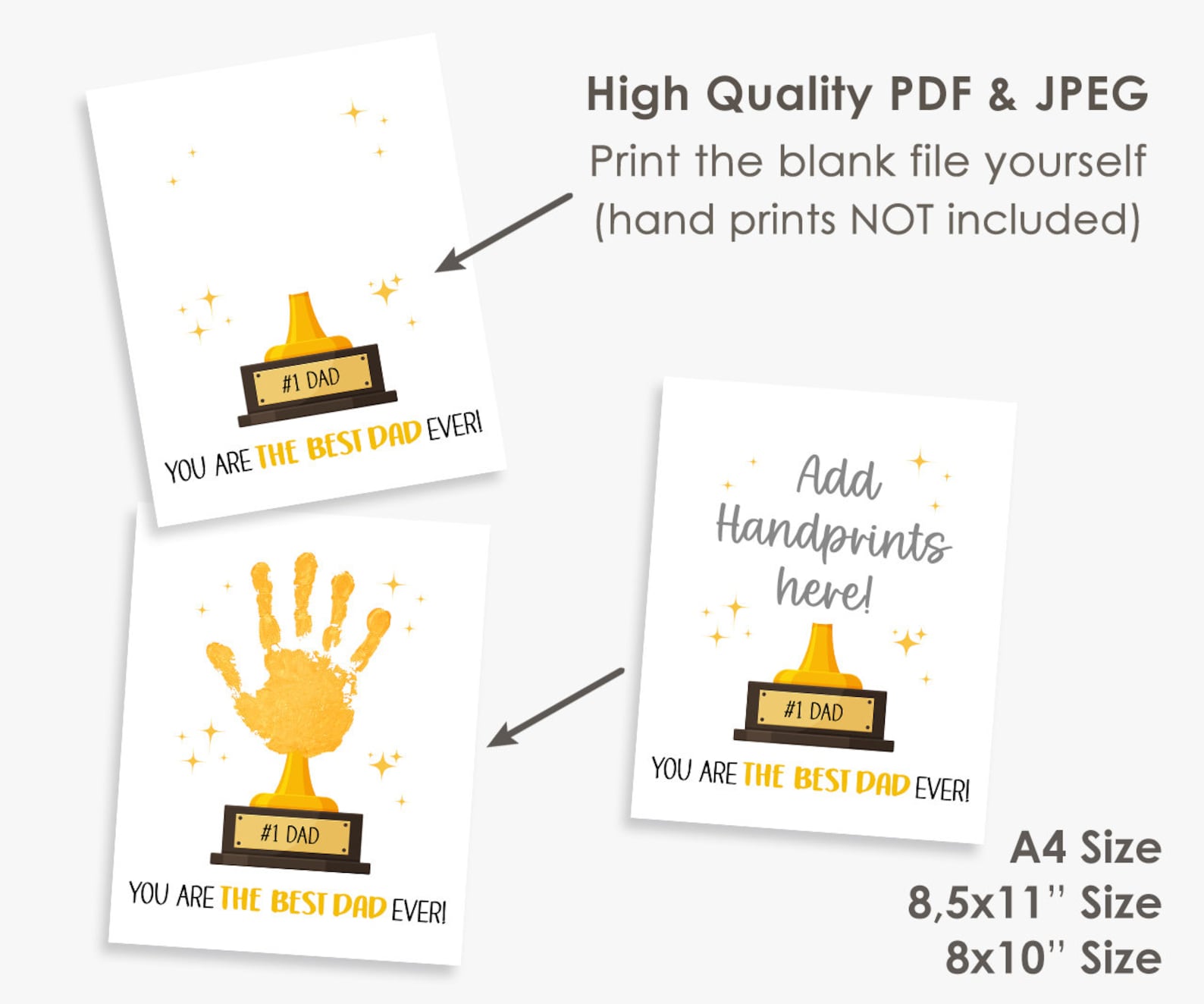 Trophy Handprint Art Craft, Father's Day Gift, for Dad, From Kids, the ...