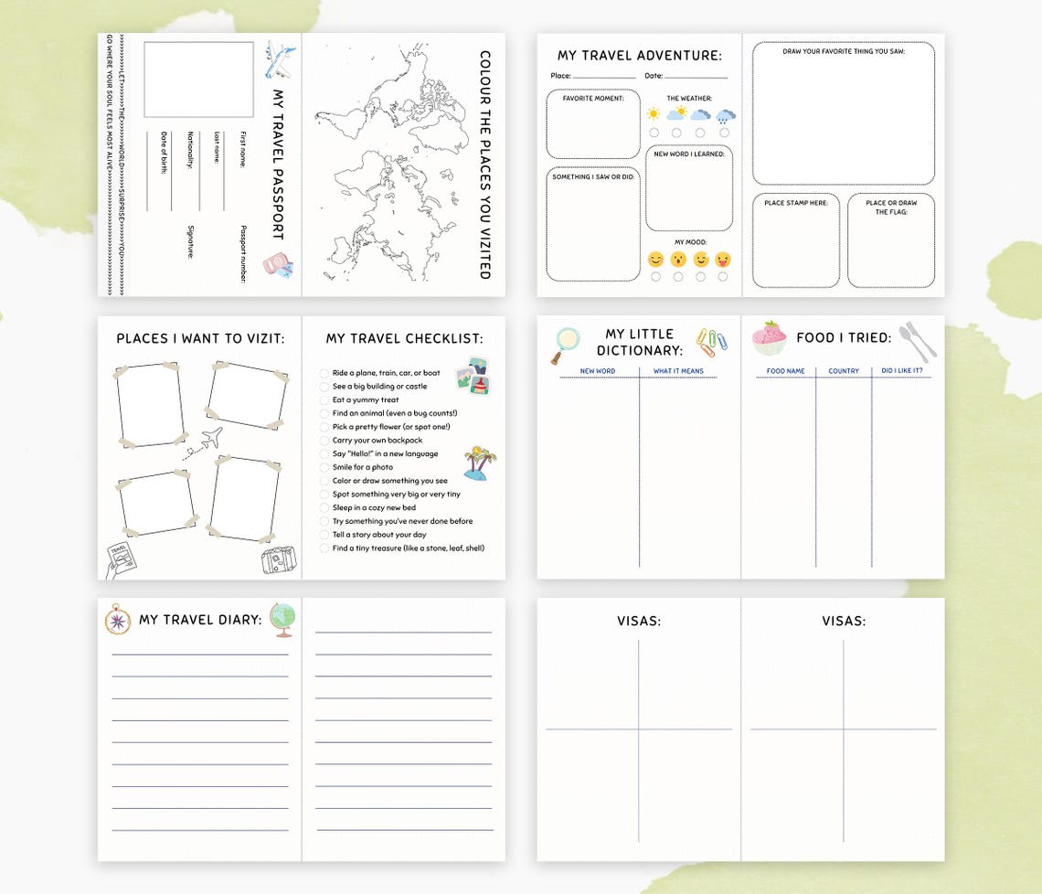 Kids Pretend Play Passport Bundle: Editable Travel Games (canva ...