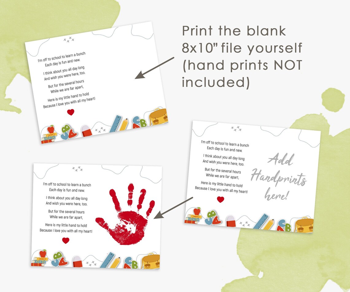 Back to School Poem Handprint Art First Day of School - Etsy
