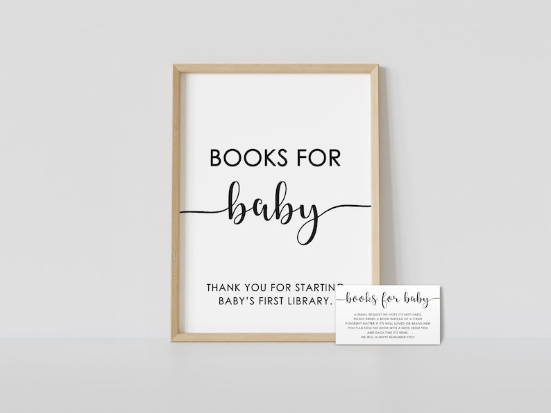 Books for Baby Sign Cards Minimalist Baby Shower Sign - Etsy