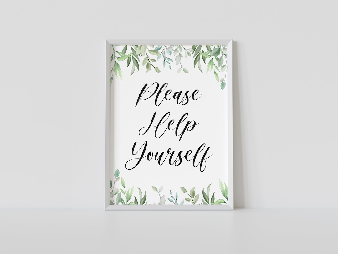 Please Help Yourself Sign, Greenery Bridal Shower, Foliage, Food Table ...