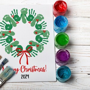 Handprint and Footprint Art, Christmas Wreath, Diy, Craft for Baby ...