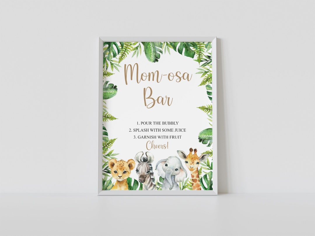 Safari Baby Shower Momosa Bar Sign: Jungle Theme (digital Download 8x10 ...