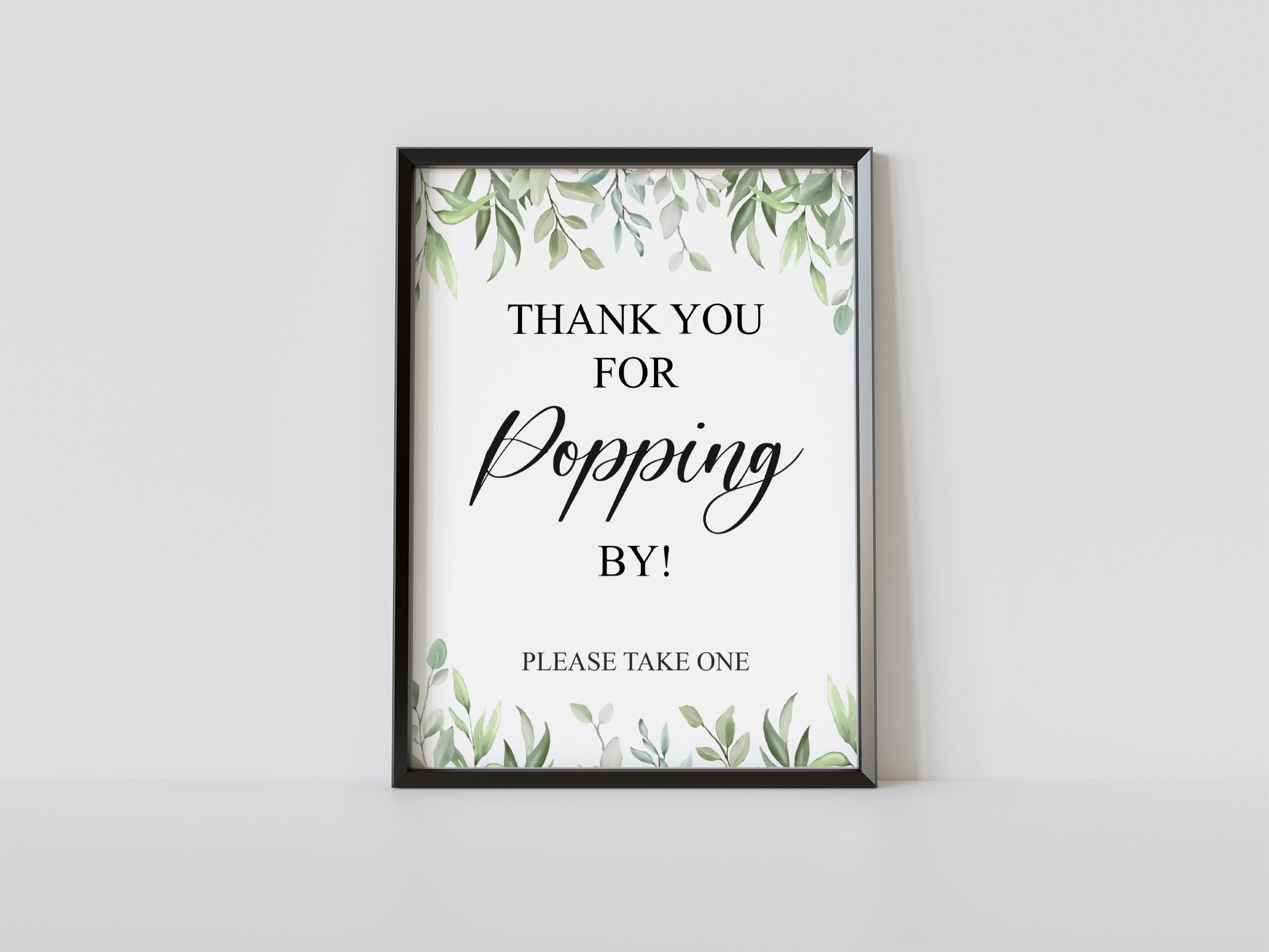 Thanks for popping by printable sign greenery popcorn bar | Etsy