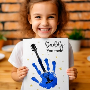 Guitar Handprint Art Craft, Daddy You Rock, Fathers Day DIY Gift From ...