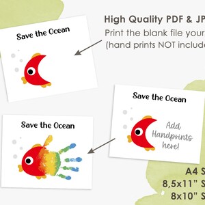 Earth Day, Fish Handprint DIY Art Craft, Save the Ocean, Kindergarten ...