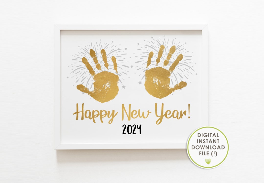 2024 Happy New Year, Handprint Art, New Years Craft, for Baby, for ...