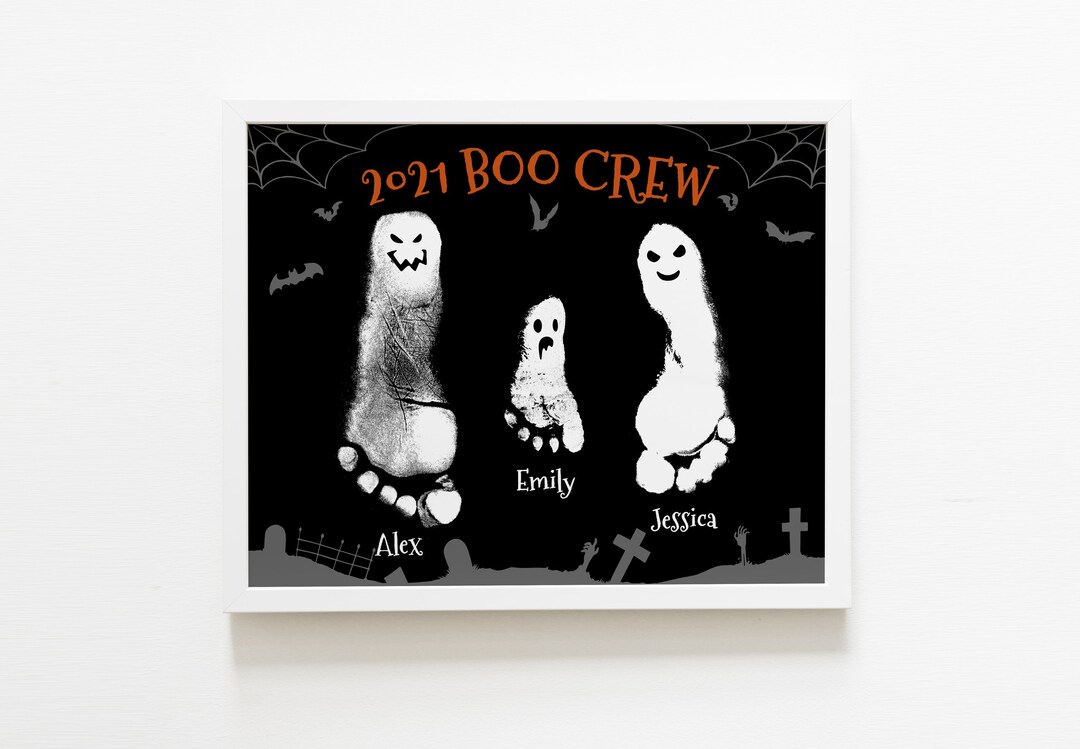 Halloween Ghost Footprint Art, Keepsake Crafts for Kids, 2021 Boo Crew ...