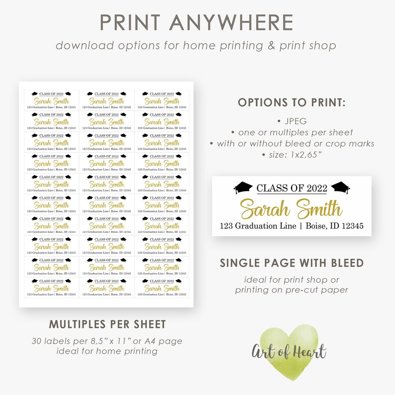 Editable Graduation Address Labels DIGITAL DOWNLOAD - Etsy