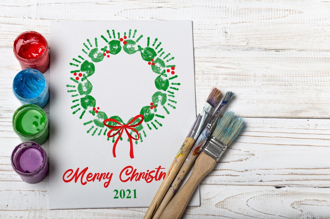 My First Christmas Handprint Art Wreath Handprint Art | Etsy