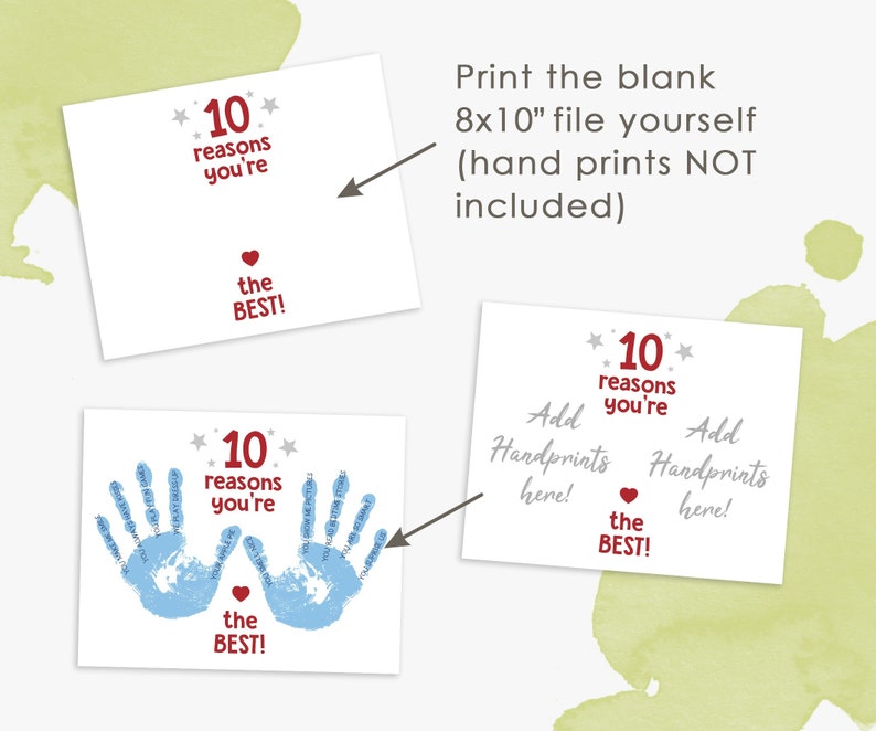 Handprint Art Craft Fathers Day Gift From Daughter | Etsy