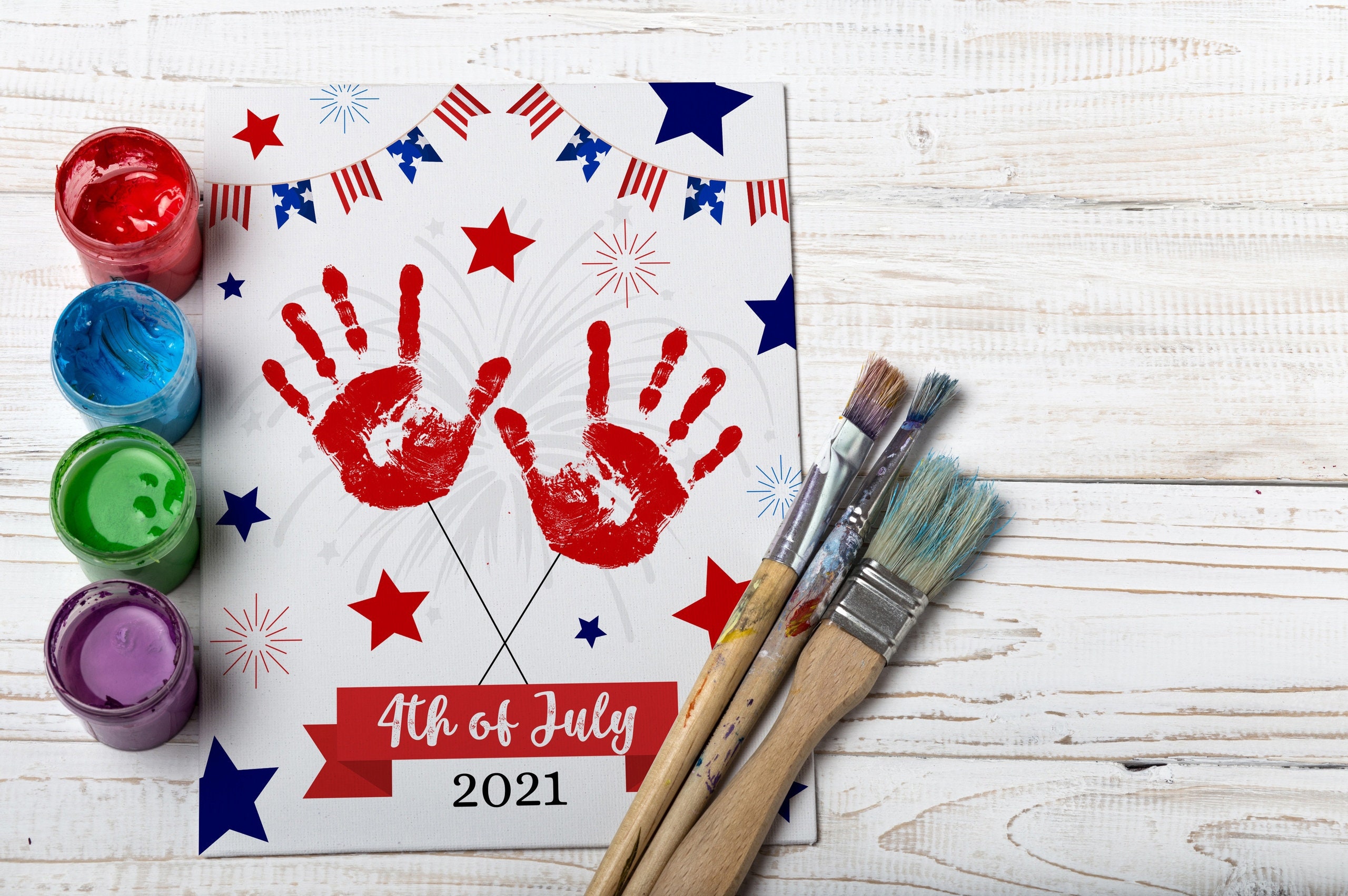 Handprint art 4th of july footprint art printable craft | Etsy