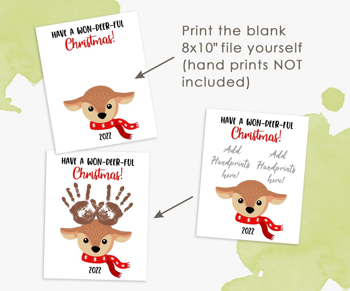 Handprint Art Christmas Crafts for Kids Reindeer DIY - Etsy