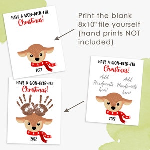 Handprint Art Christmas Crafts for Kids Reindeer DIY - Etsy