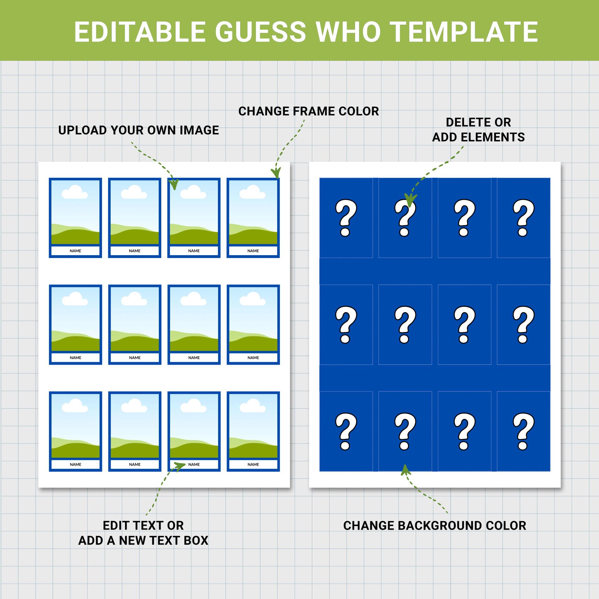 Editable Guess Who Game Template: Personalized Party Game Cards (canva ...