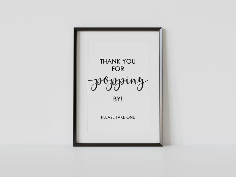 Thanks for Popping By Printable Sign Minimalist Black & - Etsy