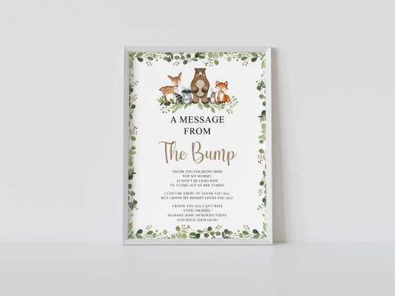 Message From the Bump Sign Woodland Baby Shower Bump Sign - Etsy