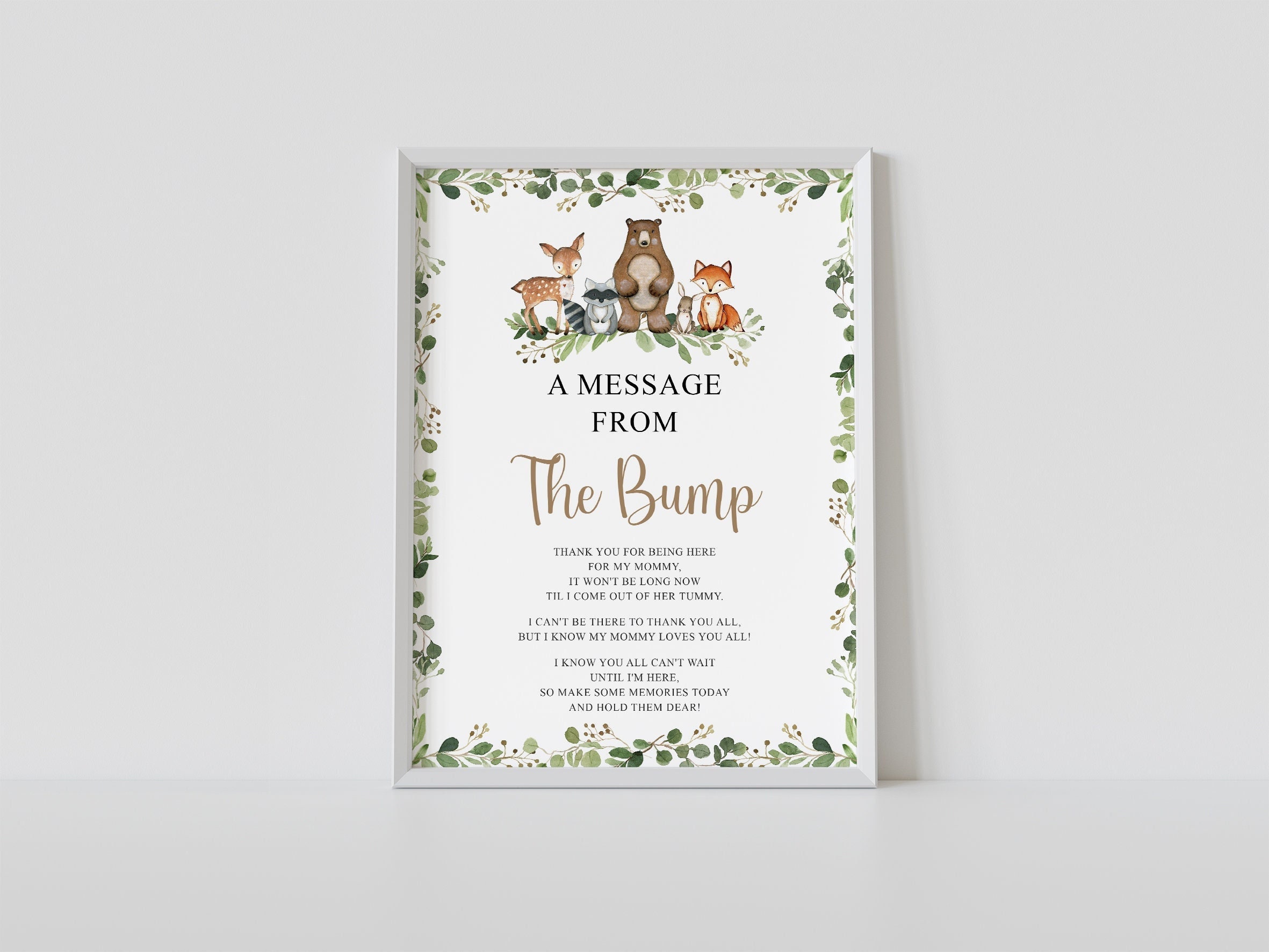 Message From the Bump Sign Woodland Baby Shower Bump Sign - Etsy