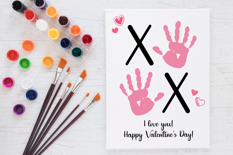 XOXO Handprint Art Craft, Valentine's Day Gift From From Kids, DIY ...