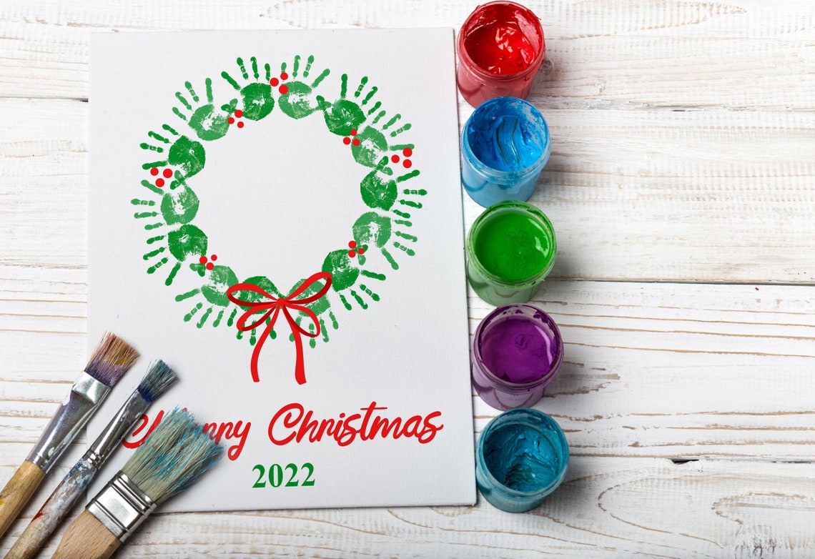 My First Christmas Handprint Art Wreath Handprint Art - Etsy