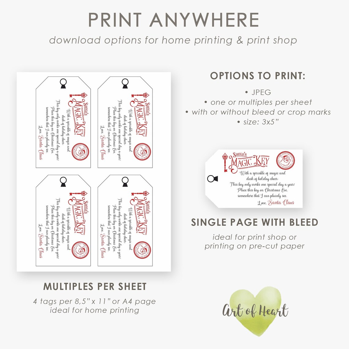 Printable Santa Magic Key Tag Handmade Christmas Key Tag - Etsy