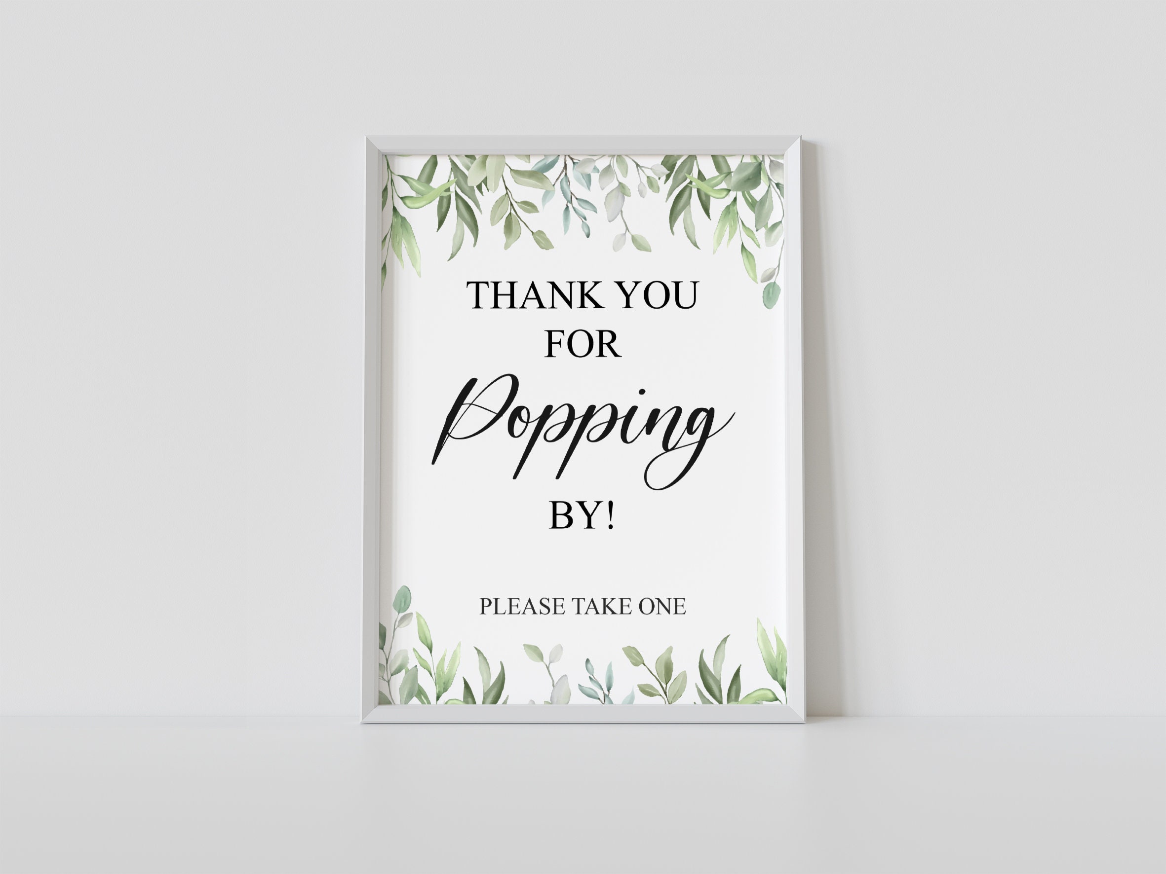 Thanks for Popping By, Printable Sign, Greenery, Popcorn Bar Sign, Baby ...